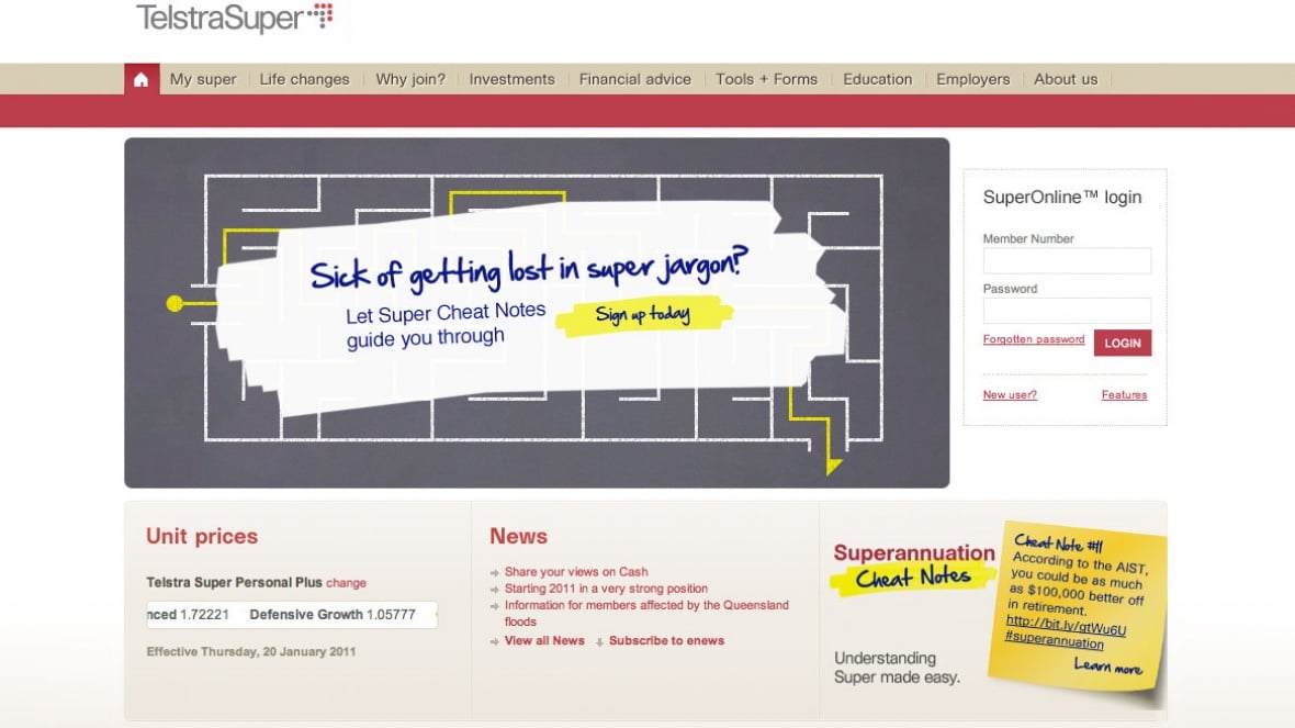 Telstra Super : Superannuation Cheat Sheet